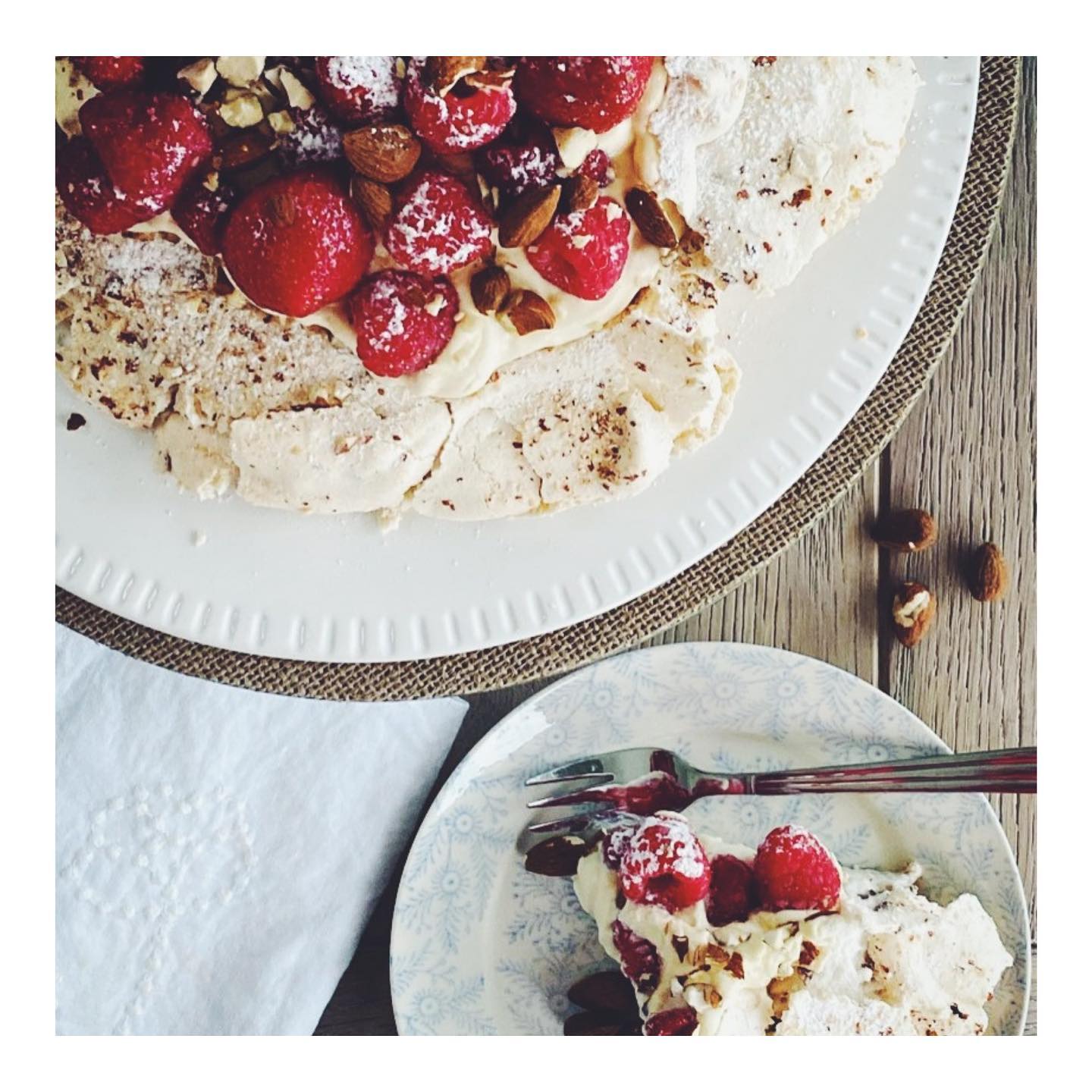 Almond Meringue with Cream, Raspberries and Strawberries - The Family Edit